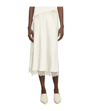 Vince Floral Lace Trim Midi Skirt