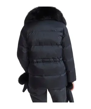 YVES SALOMON Waterproof Down Jacket With Fox Fur Trim