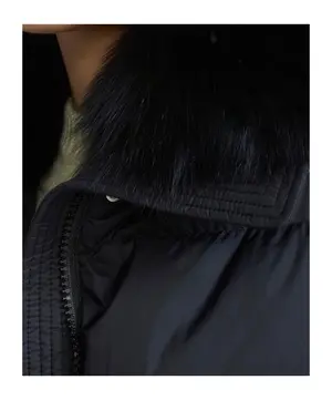 YVES SALOMON Waterproof Down Jacket With Fox Fur Trim
