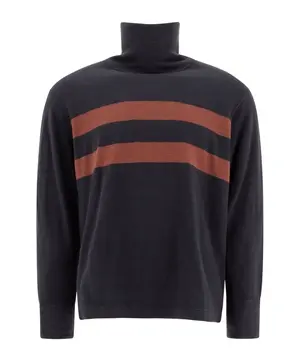 Ralph Lauren Double Striped Turtleneck Jumper - Black