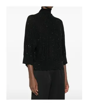 Fabiana Filippi Speckled Sequin Embellished Turtleneck Sweater