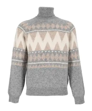 Peserico Fair Isle Knit Turtleneck Sweater