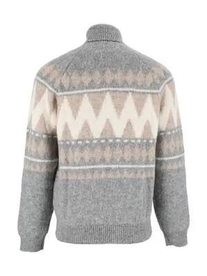 Peserico Fair Isle Knit Turtleneck Sweater