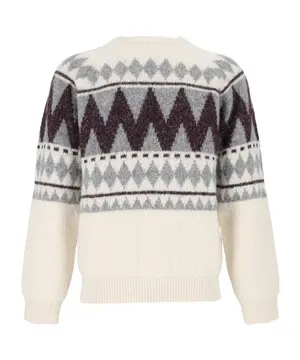 Peserico Jacquard Patterned Knit Sweater - White