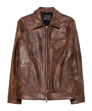 DONDUP Lapel-collar Zip-up Leather Jacket - Brown