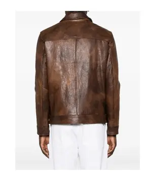 DONDUP Lapel-collar Zip-up Leather Jacket