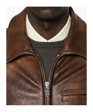 DONDUP Lapel-collar Zip-up Leather Jacket