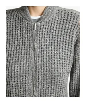 Peserico Crewneck Zipped Cardigan With Sequin Embellishment