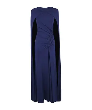 Simkhai Ruched Cape Gown - Navy Blue