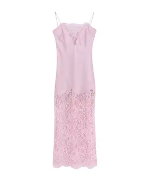 LoveShackFancy Lace Trim Slip Dress