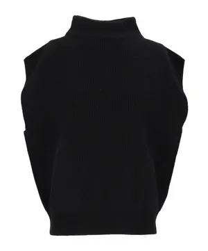 Peserico Sleeveless Ribbed Turtleneck Sweater - Black