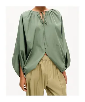 Kenzo Oversized Pleated Cotton Poplin Blouse