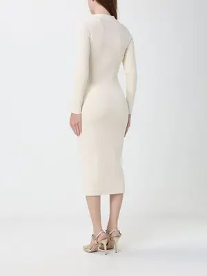 Elisabetta Franchi Slim-fit Midi Sheath Dress With V-neck And Chain Detail