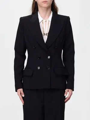 Elisabetta Franchi Double-breasted Crêpe Blazer With Padded Shoulders - Black