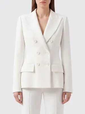 Elisabetta Franchi Double-breasted Crêpe Blazer With Padded Shoulders - Ivory