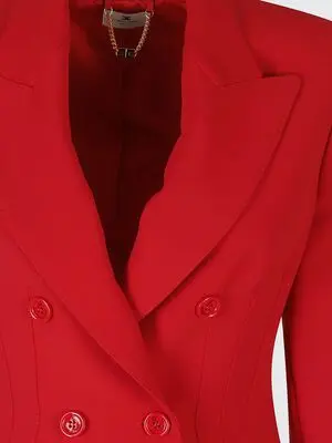 Elisabetta Franchi Double-breasted Crêpe Blazer With Padded Shoulders - Red