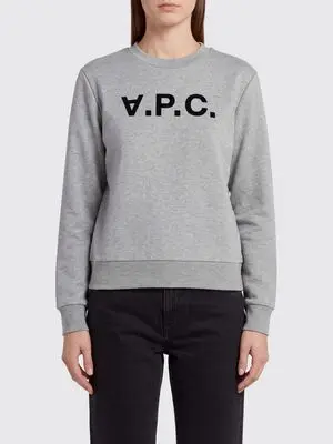 A.p.c. Organic Cotton Crewneck Sweatshirt With Contrast Logo - Grey