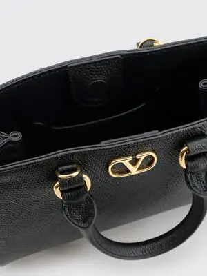 Valentino Garavani Grained Leather Handbag With Vlogo Signature - Black