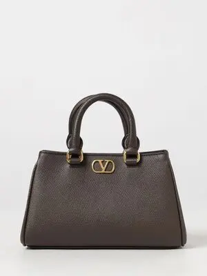 Valentino Garavani Grained Leather Handbag With Vlogo Signature - Brown
