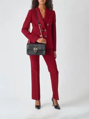 Pinko Alexia Cropped Double-breasted Crêpe Blazer With Rever Collar - Red