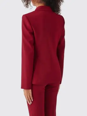 Pinko Alexia Cropped Double-breasted Crêpe Blazer With Rever Collar - Red
