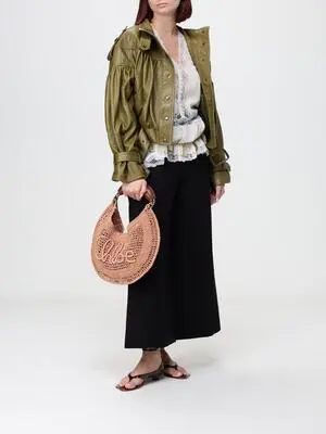 Chloé Cropped Lambskin Leather Jacket With Shoulder Epaulettes - Sage