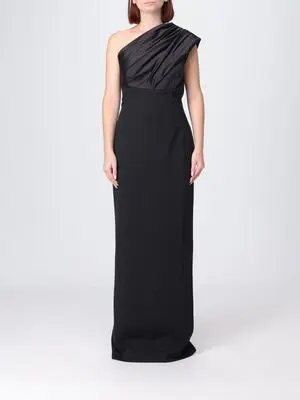 Solace London Asymmetrical Draped Gown - Black