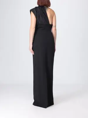 Solace London Asymmetrical Draped Gown - Black