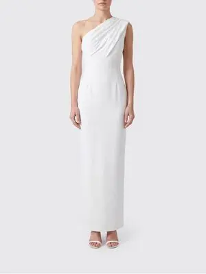 Solace London One-shoulder Satin Gown With Back Slit - White