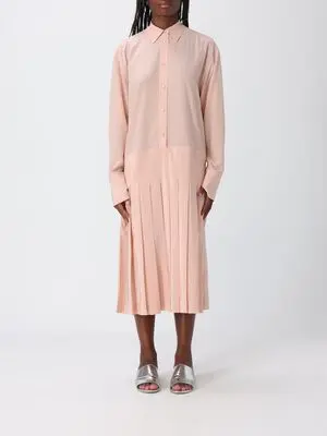 TOTEME Pleated Silk Midi Shirt Dress