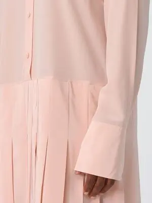 TOTEME Pleated Silk Midi Shirt Dress