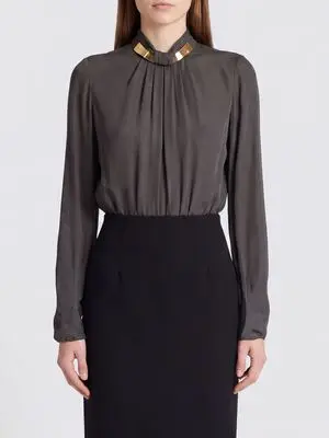 Elisabetta Franchi Long-sleeved Georgette Blouse - Black