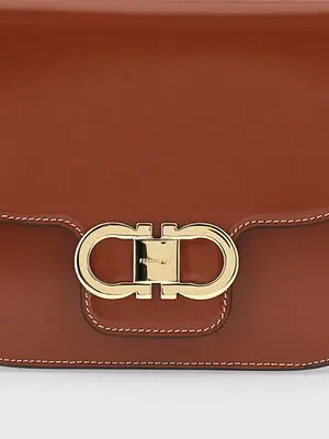FERRAGAMO North-south Double Gancini Mini Crossbody Bag In Calfskin