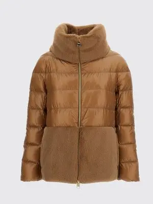Herno Short Ultralight Nylon Down Jacket With Faux Fur Details - Beige