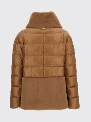 Herno Short Ultralight Nylon Down Jacket With Faux Fur Details - Beige