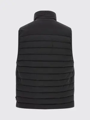 Stone Island Quilted Nylon Vest With Funnel Neck And Compass Logo - Black