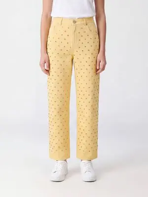 Pinko Rhinestone Embellished Straight-leg Cotton Trousers