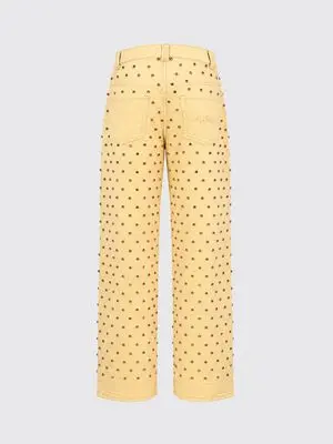 Pinko Rhinestone Embellished Straight-leg Cotton Trousers