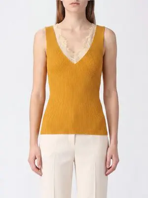 Pinko Sleeveless V-neck Lace Trim Top