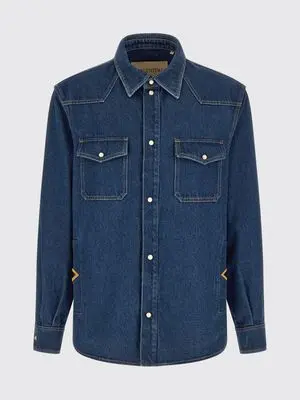 Valentino Garavani Slim Fit Cotton Denim Shirt With Metallic Logo