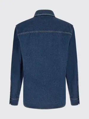 Valentino Garavani Slim Fit Cotton Denim Shirt With Metallic Logo