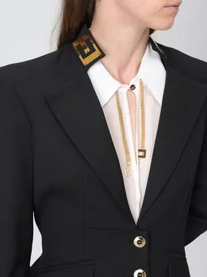 Elisabetta Franchi Single-breasted Crêpe Blazer With Slim Fit And Padded Shoulders