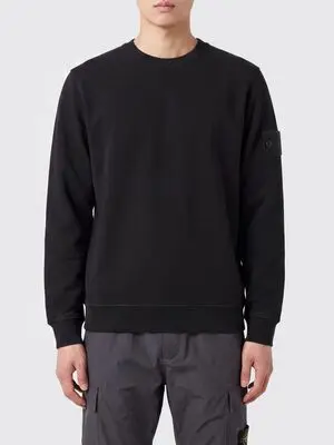 Stone Island Cotton Jersey Crewneck Sweatshirt With Compass Logo Patch - Black