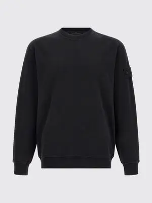 Stone Island Cotton Jersey Crewneck Sweatshirt With Compass Logo Patch - Black
