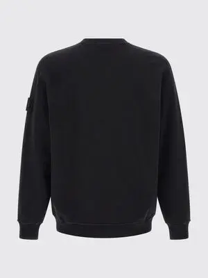 Stone Island Cotton Jersey Crewneck Sweatshirt With Compass Logo Patch - Black