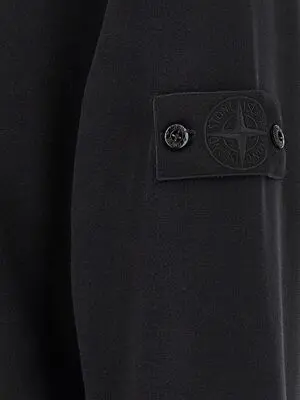Stone Island Cotton Jersey Crewneck Sweatshirt With Compass Logo Patch - Black