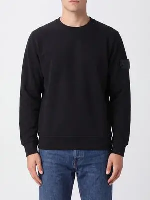 Stone Island Cotton Jersey Crewneck Sweatshirt With Compass Logo Patch - Blue
