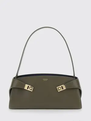 FERRAGAMO Hug Smooth Calfskin Leather Shoulder Bag With Laminated Logo
