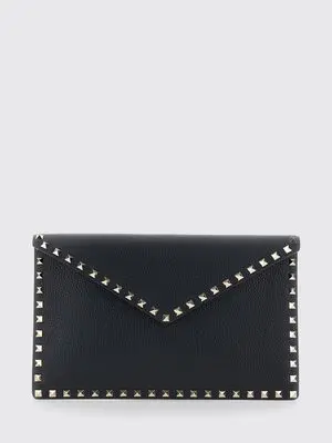 Valentino Garavani Rockstud Grained Calfskin Leather Envelope Clutch With Studs - Black