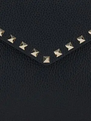 Valentino Garavani Rockstud Grained Calfskin Leather Envelope Clutch With Studs